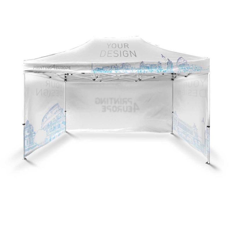 Custom printed tent 3 x 4,5m with canopy roof and walls Printing4Europe.eu