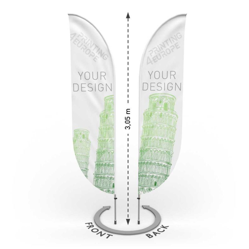 Double sided flag with pole Classic Bend M Printing4Europe